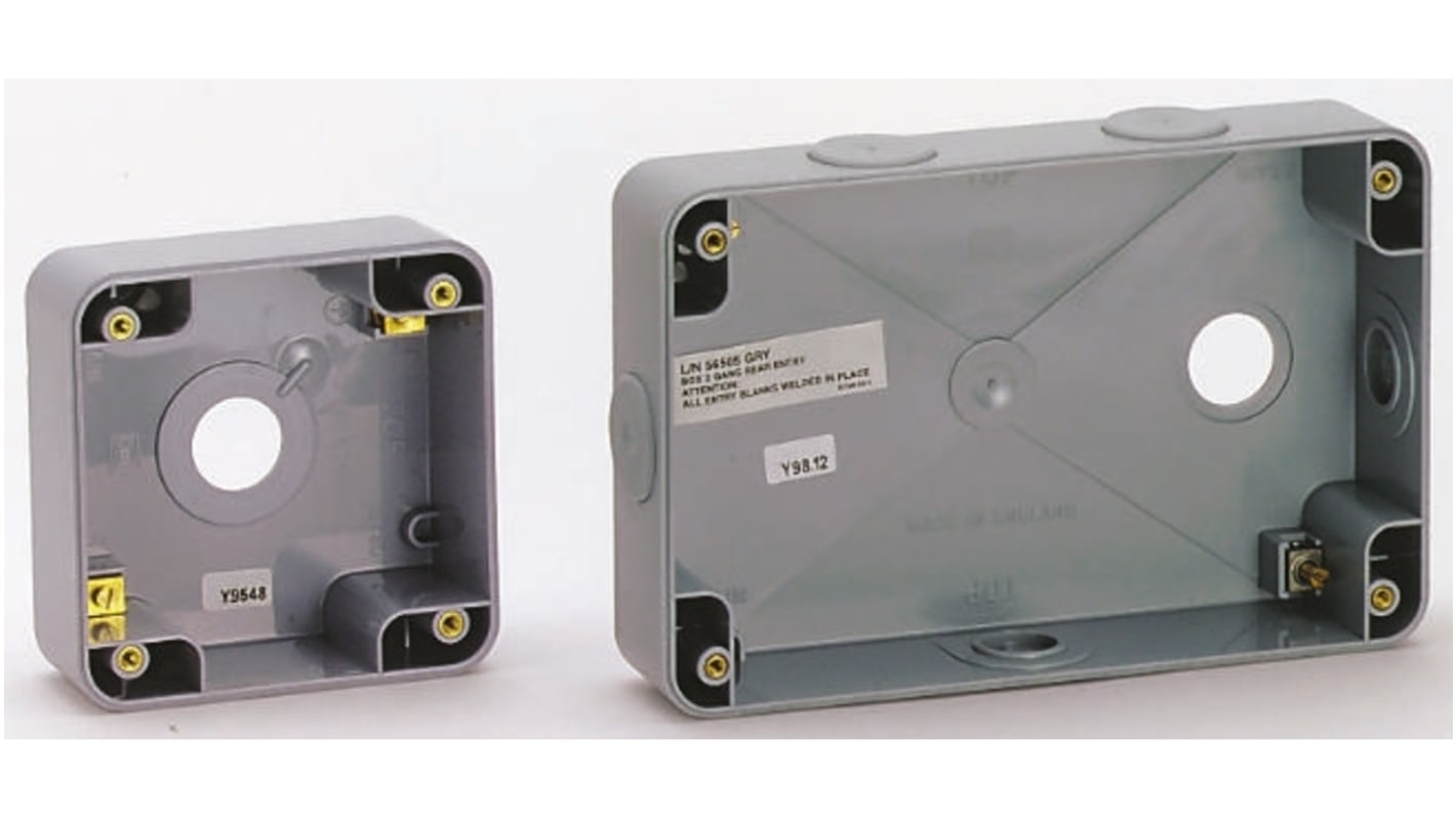56505 GRY | MK PC Back Box, 2 Gangs, 175 x 115 x 40mm | RS