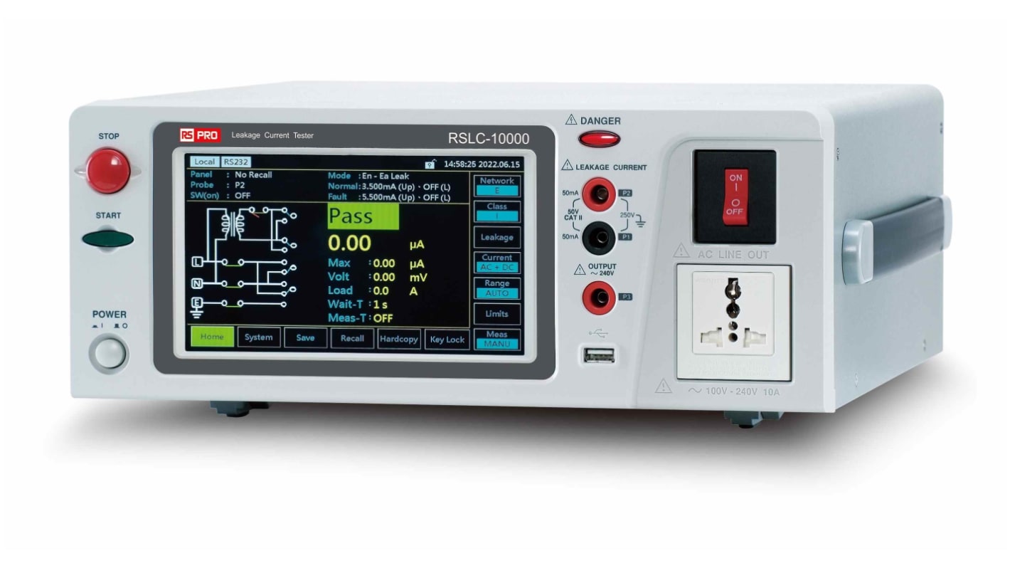 RS PRO RSLC-10000 PAT Tester, 100V Min, 240V Max, CAT II 50V | RS