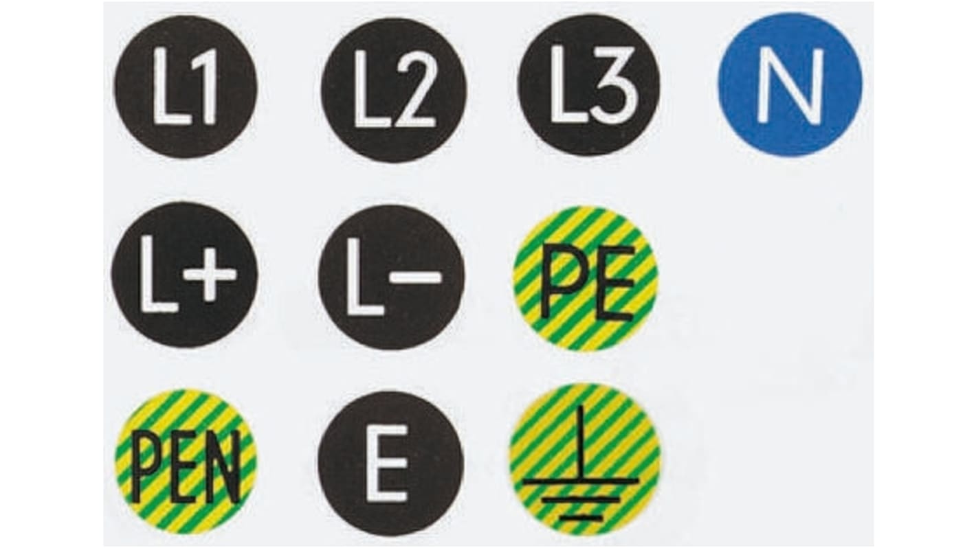 LKZ12PE | TE Connectivity Black/Green/Yellow Vinyl Safety Labels, PE ...