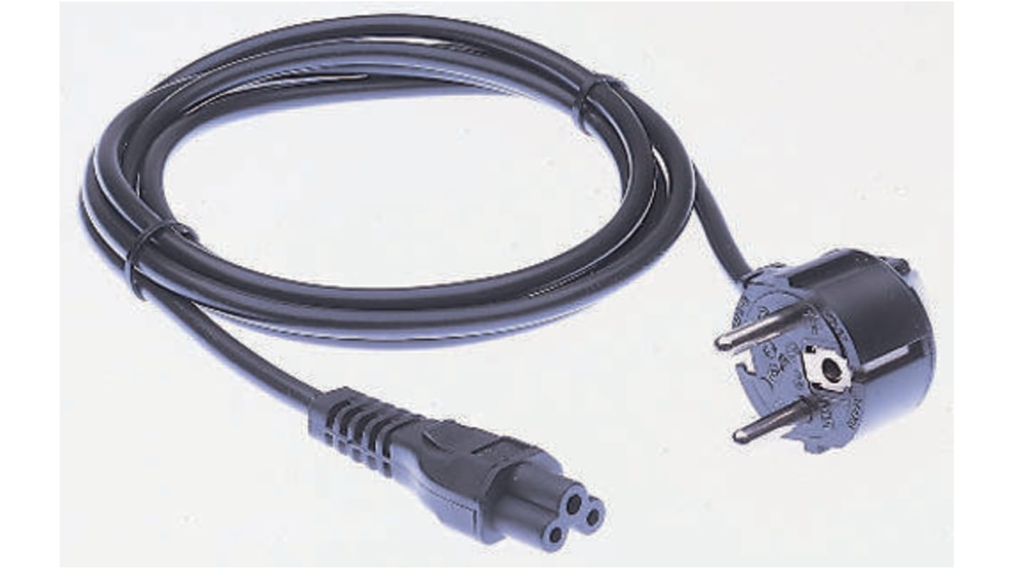 Schuko plug-IEC C5 socket lead,2m 2.5A | RS