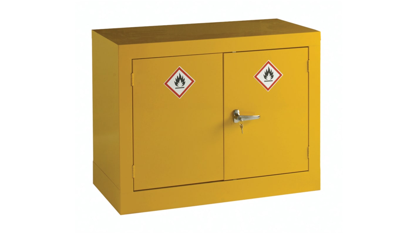 RS PRO Yellow Steel Lockable 2 Door Hazardous Substance Cabinet, 712mm ...