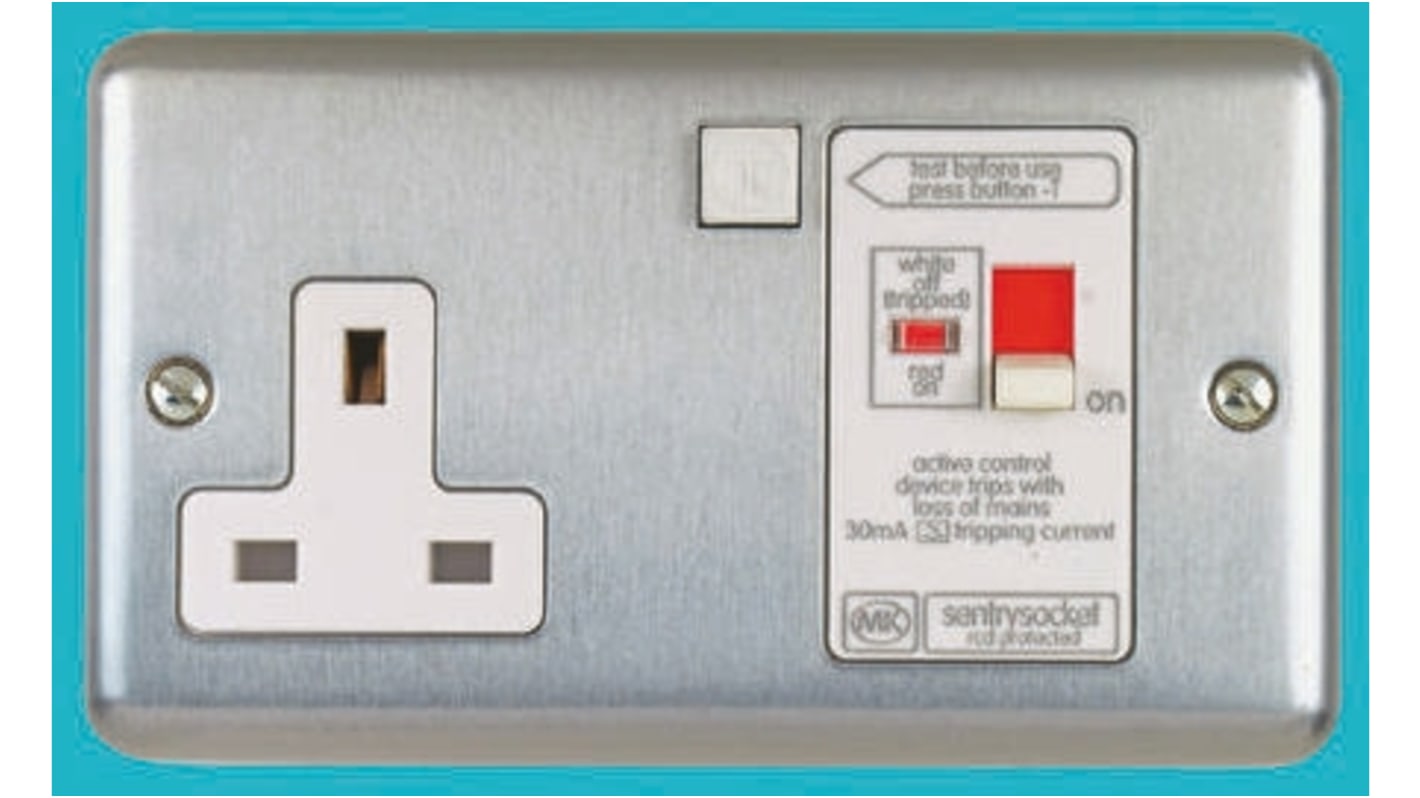 K6301 BRC | 13A RCD DP socket 1 gang chrome albany | RS