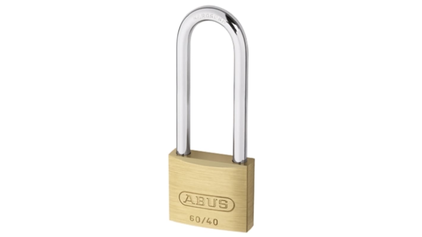 60/40HB63 B/EFSPP | ABUS Key Weatherproof Brass, Steel Padlock, 6mm Shackle, 40mm Body | RS