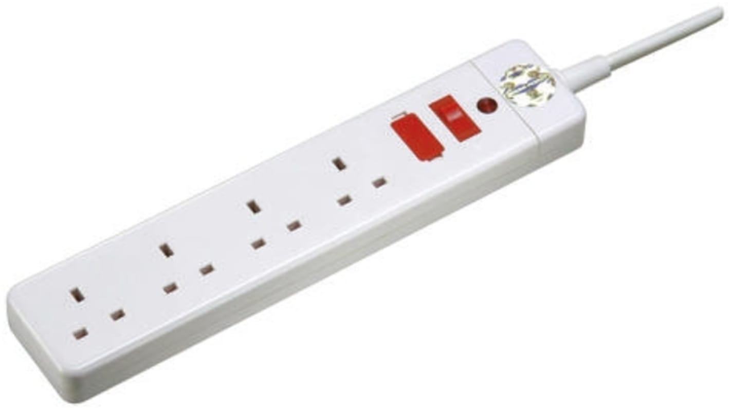 4 Gang Extension socket, 2m Cable, Fused | RS