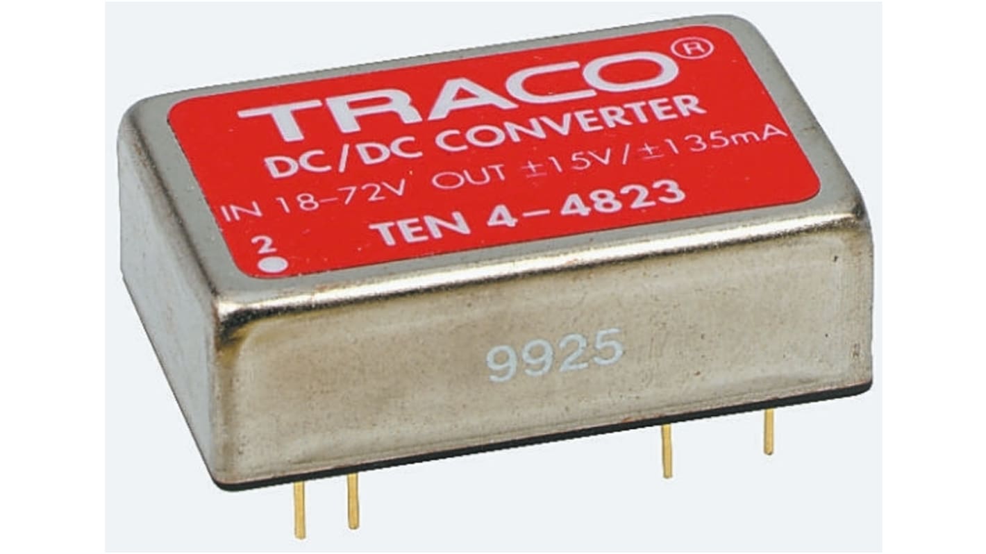 TEN 4-4822 | TRACOPOWER TEN 4 DC-DC Converter, ±12V dc/ ±165mA Output, 18 → 72 V dc Input, 4W ...