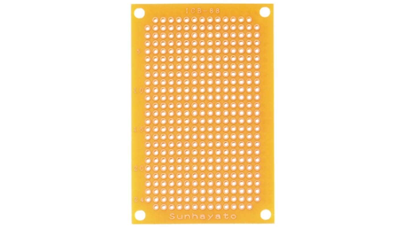 ICB-88 | Sunhayato Single Sided Matrix Board FR2 1mm Holes, 2.54 x 2.54mm Pitch, 72 x 47 x 1.6mm ...