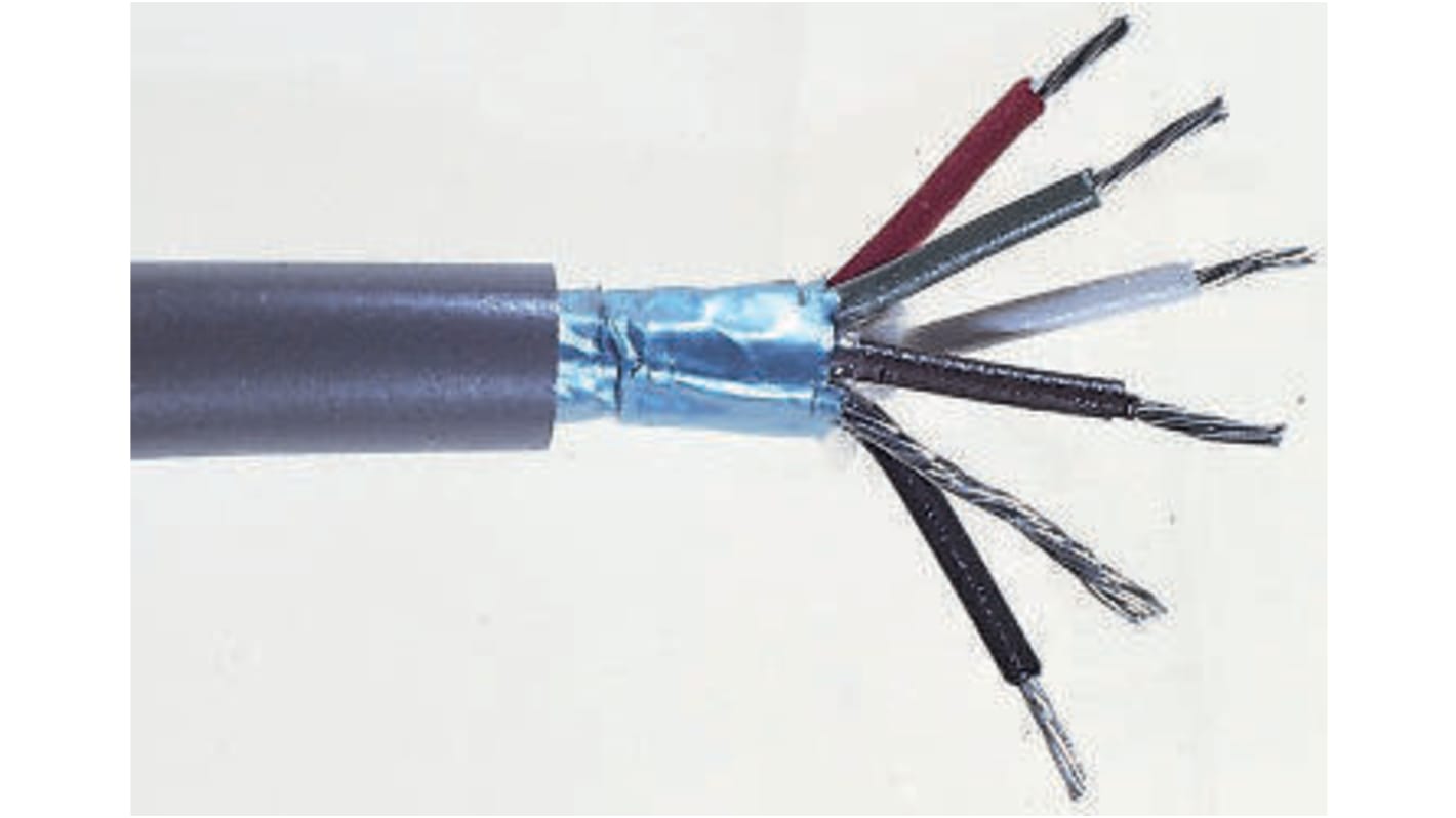 RS PRO Multicore Industrial Cable, 4 Cores, Screened, Grey PVC Sheath ...