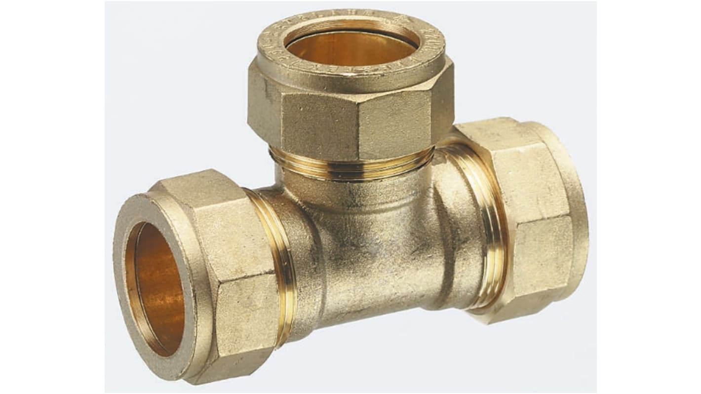 721009 | Pegler Yorkshire Brass Compression Fitting Equal Tee 28mm | RS