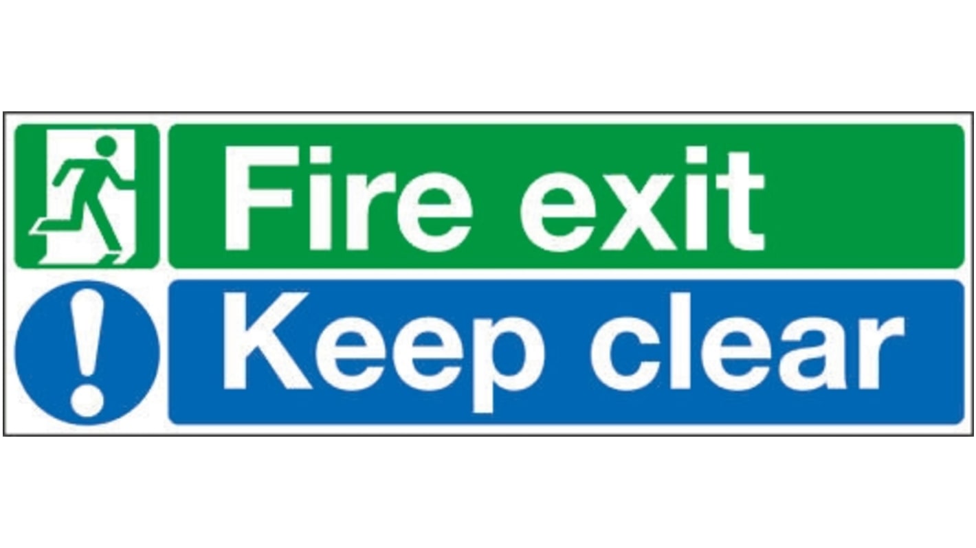 EC08S/S | Vinyl Fire Safety Label, Fire Exit Keep Clear With English ...