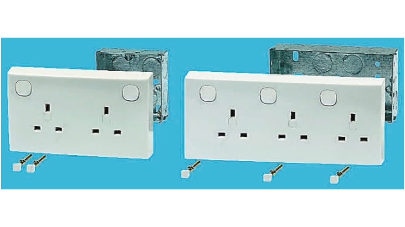 E251BP | Clipsal Electrical 2 Gang Power Socket, 13A, BS 1363 | RS