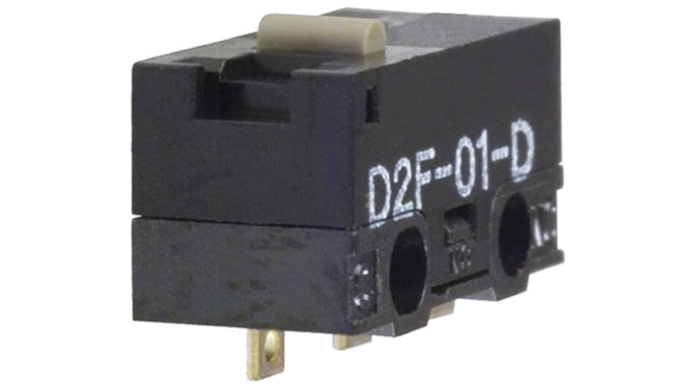D2F-D | Omron Pin Plunger Micro Switch, Solder Terminal, 3 A @ 125 V ac, SPDT, IP40 | RS