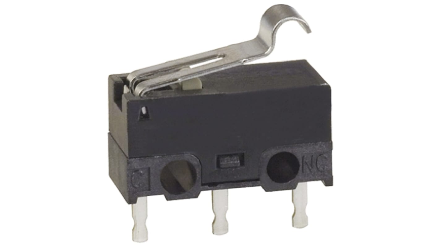 D2F-FL3 | Omron Simulated Roller Lever Micro Switch, PCB Terminal, 1 A @ 125 V ac, SPDT, IP40 | RS