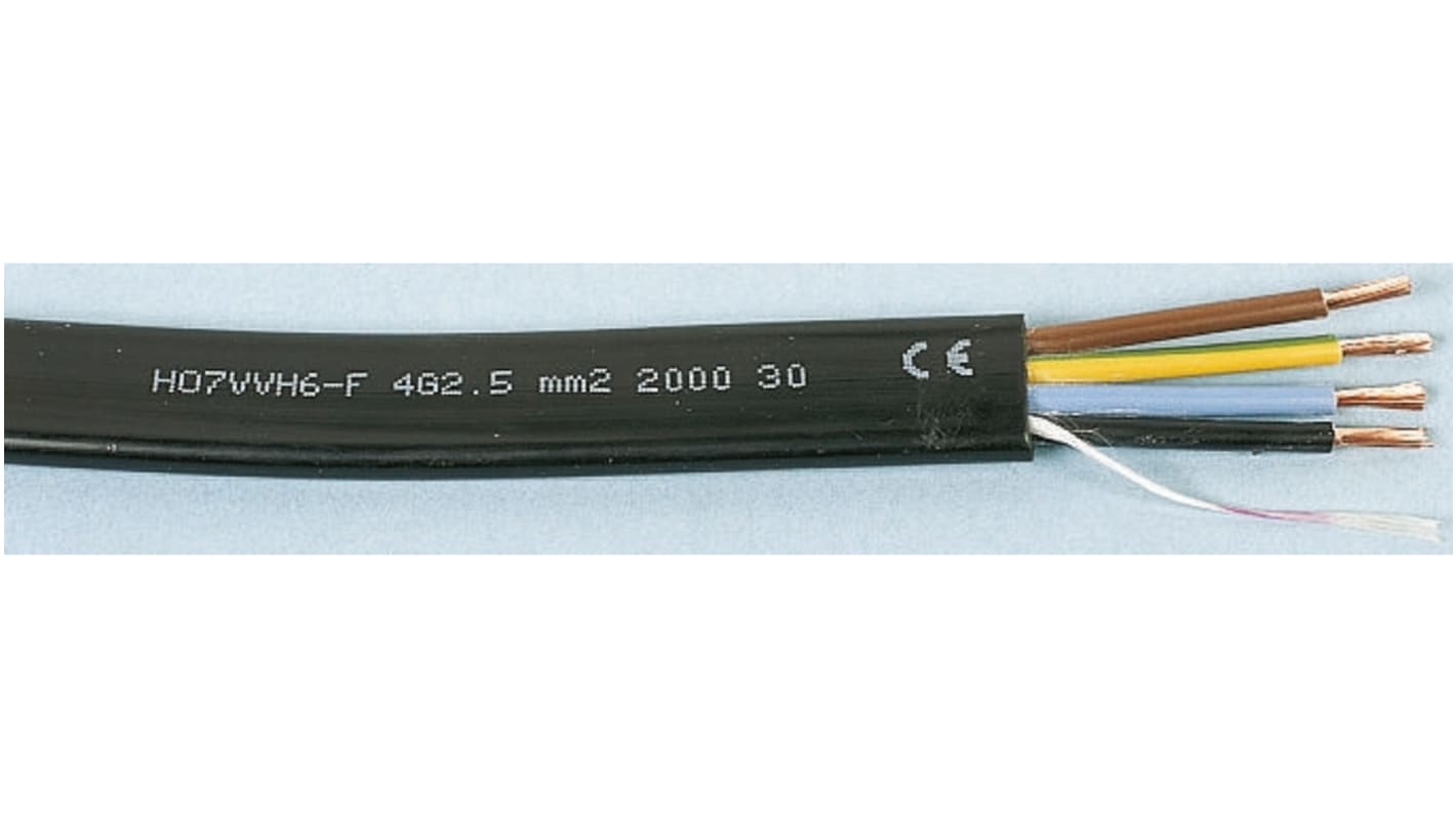 HO7VVH-6F 8G1.5 | Câble multiconducteur Nexans, 8 x 1,5 mm² Noir | RS