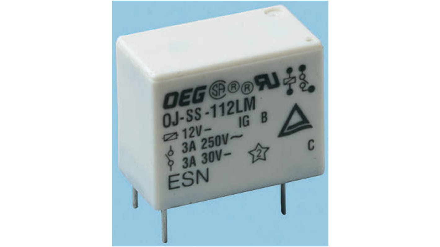 OJ-SH-112LMH | TE Connectivity PCB Mount Non-Latching Relay, 12V dc Coil, 8A Switching Current ...