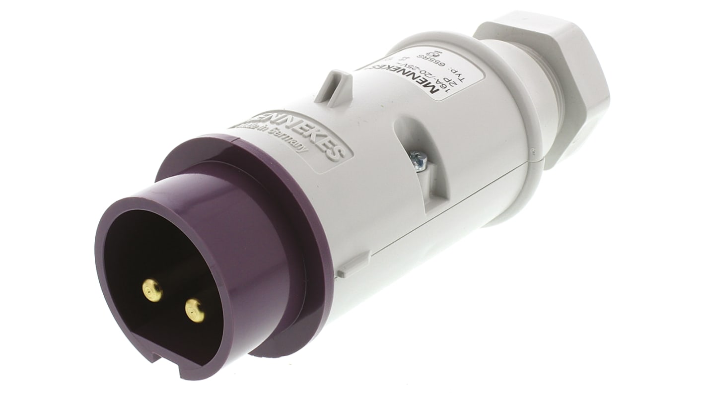 655A | MENNEKES IP44 Purple Cable Mount 2P Industrial Power Plug, Rated ...