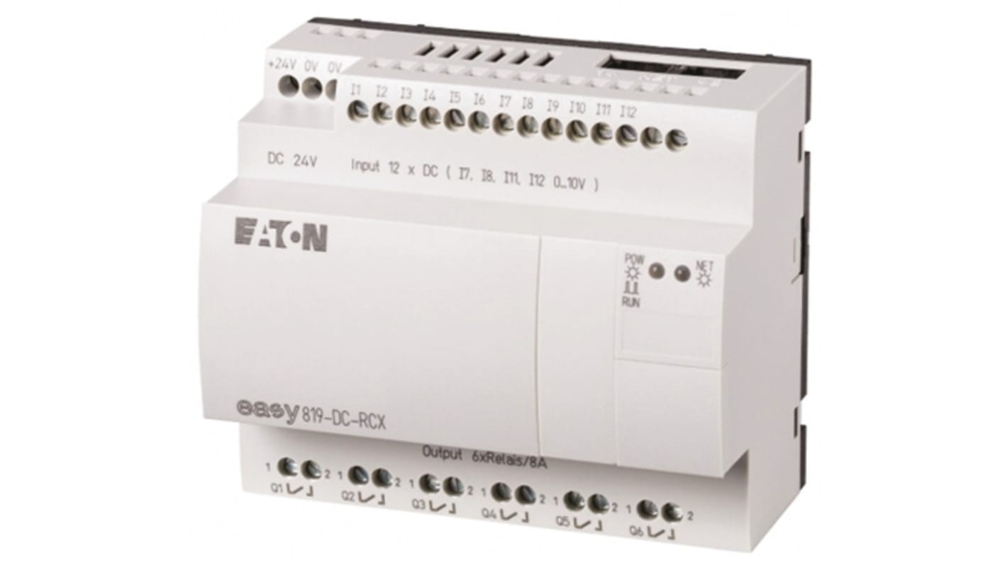 EASY819-DC-RCX | Eaton easy Logic Module, 24 V dc Relay, 12 x Input, 6 ...