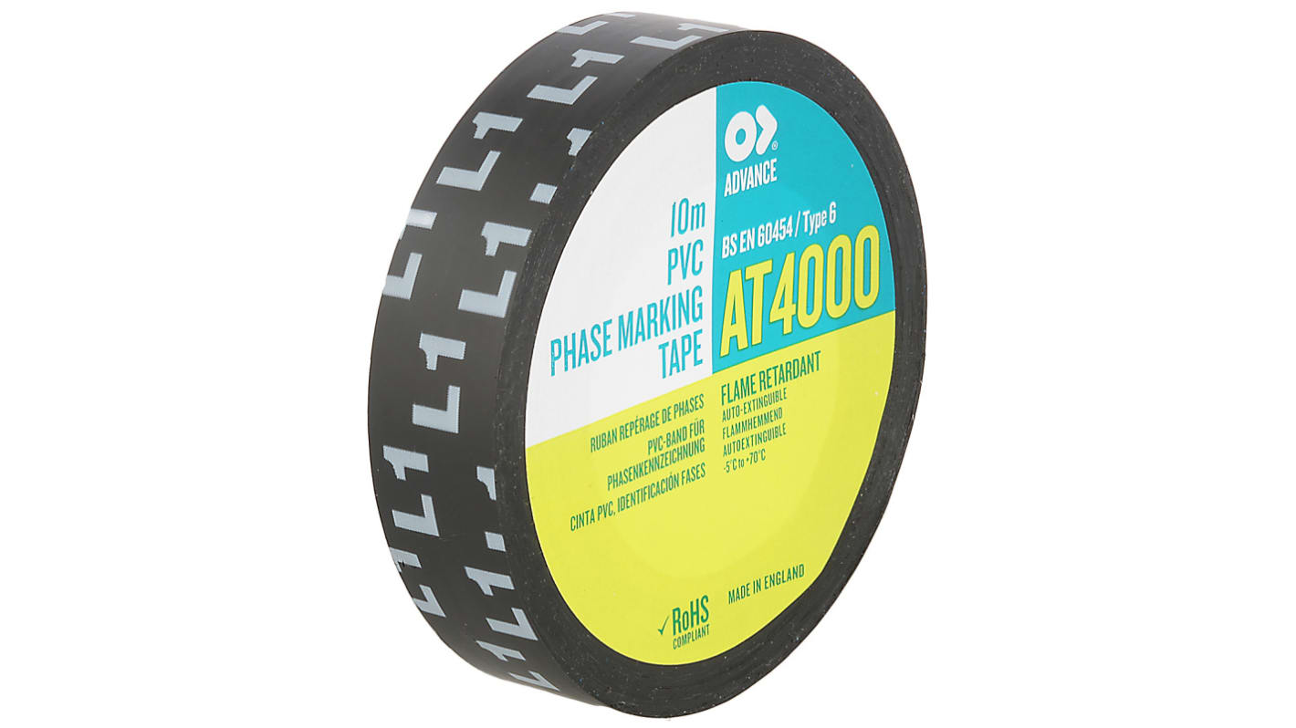 Advance Tapes AT4000 Black PVC Electrical Tape, 15mm x 10m | RS