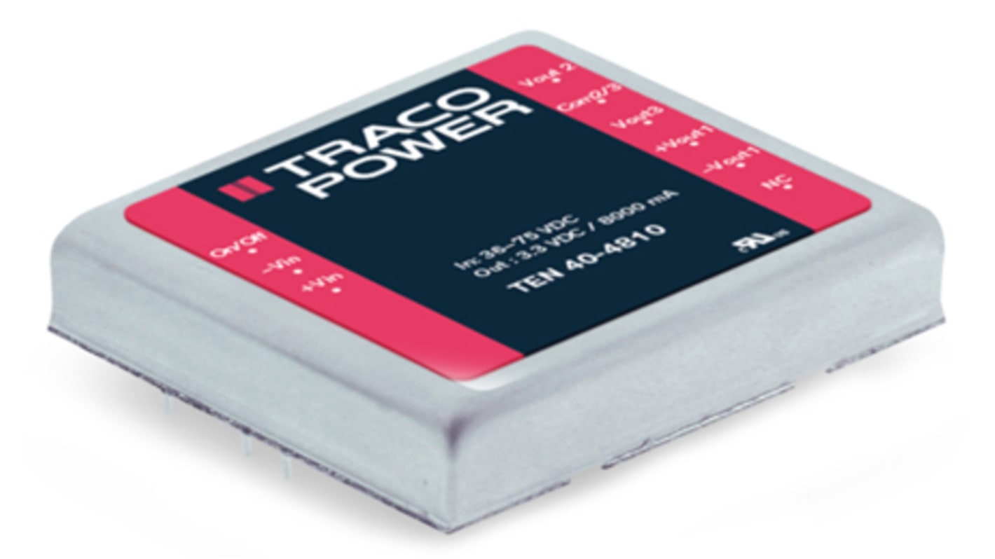 TEN 40-2411 | TRACOPOWER TEN 40 DC-DC Converter, 5V dc/ 8A Output, 18 → 36 V dc Input, 40W ...