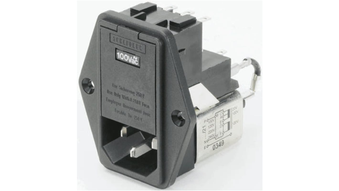 FN 378-4/21 | Schaffner IECフィルタ オス, IEC規格, IEC / EN 60939 パネルマウント 4A ...