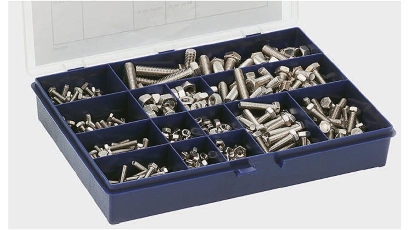 RS PRO Stainless Steel 624 Piece Hex Drive Screw/Bolt & Nut Kit | RS
