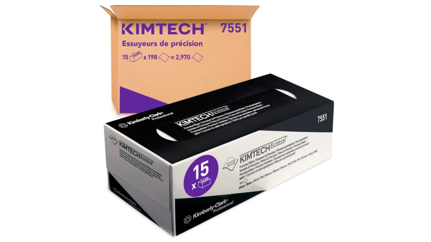 7551 | Kimberly Clark KIMTECH Science Dry Cleanroom Wipes, Box of 196 | RS
