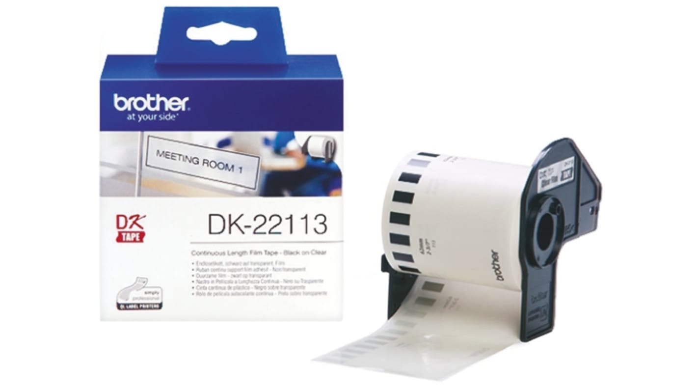 DK22113 | Brother Transparent Black Print Label Roll, 62mm Width, 1 ...