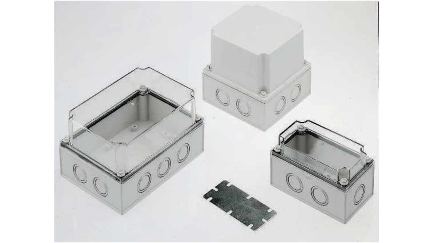 PCM 100/125 T ENCLOSURE | Fibox Grey Polycarbonate Enclosure, IP66 ...
