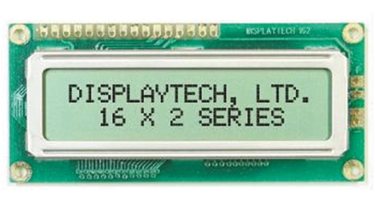 Displaytech 162C-BC-BC Alphanumeric LCD Display, Yellow on Green, 2 ...