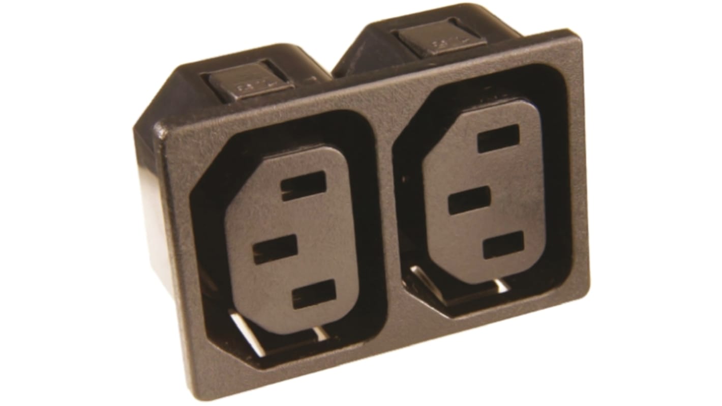 0909.0001 | IEC C13 2 Gang Cable Trunking Power Block, 15A, 250 V ac | RS