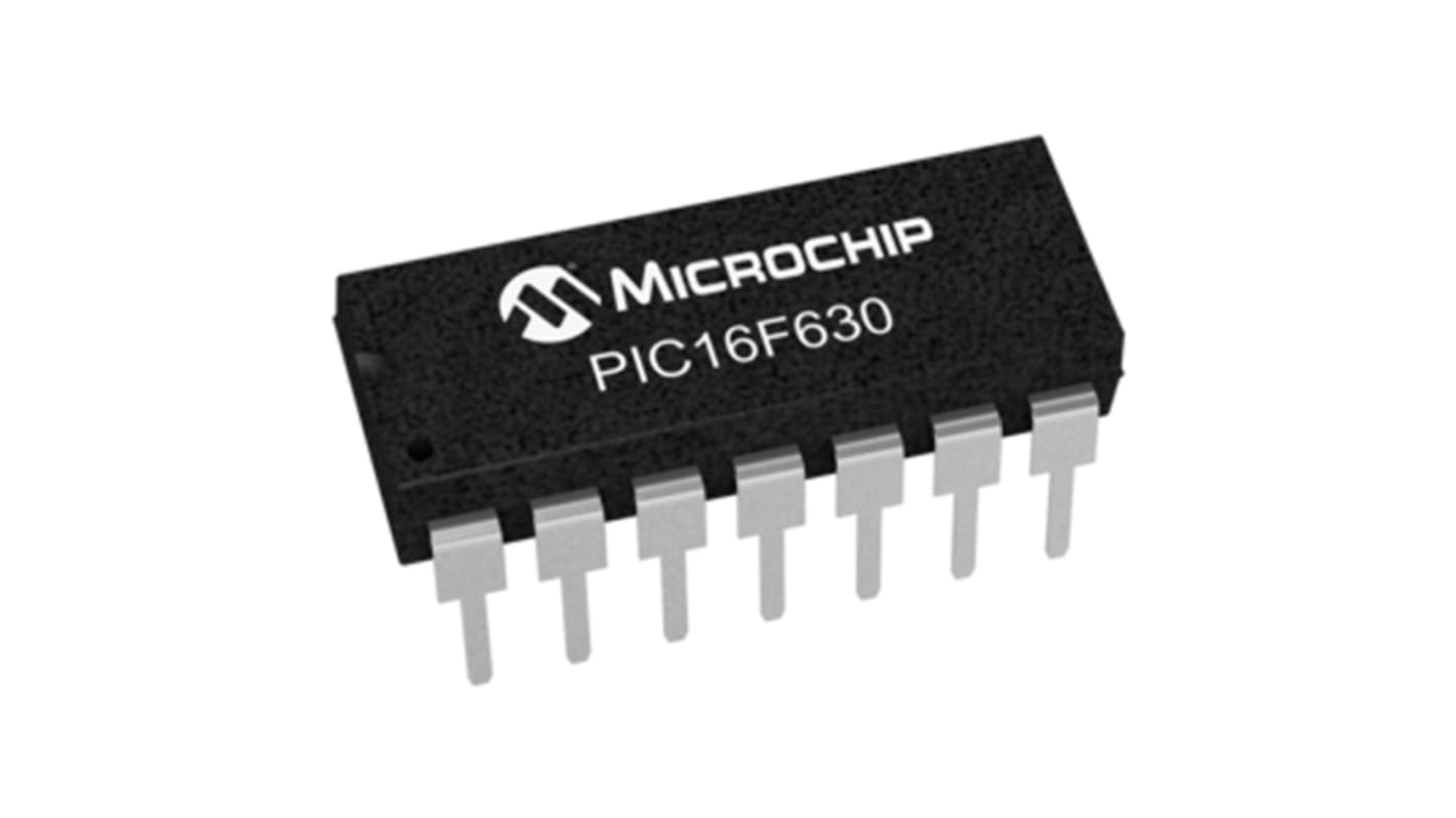Microchip PIC16F630-I/P, 8bit PIC Microcontroller, PIC16F, 20MHz, 128 B, 1024 x 14 words Flash ...