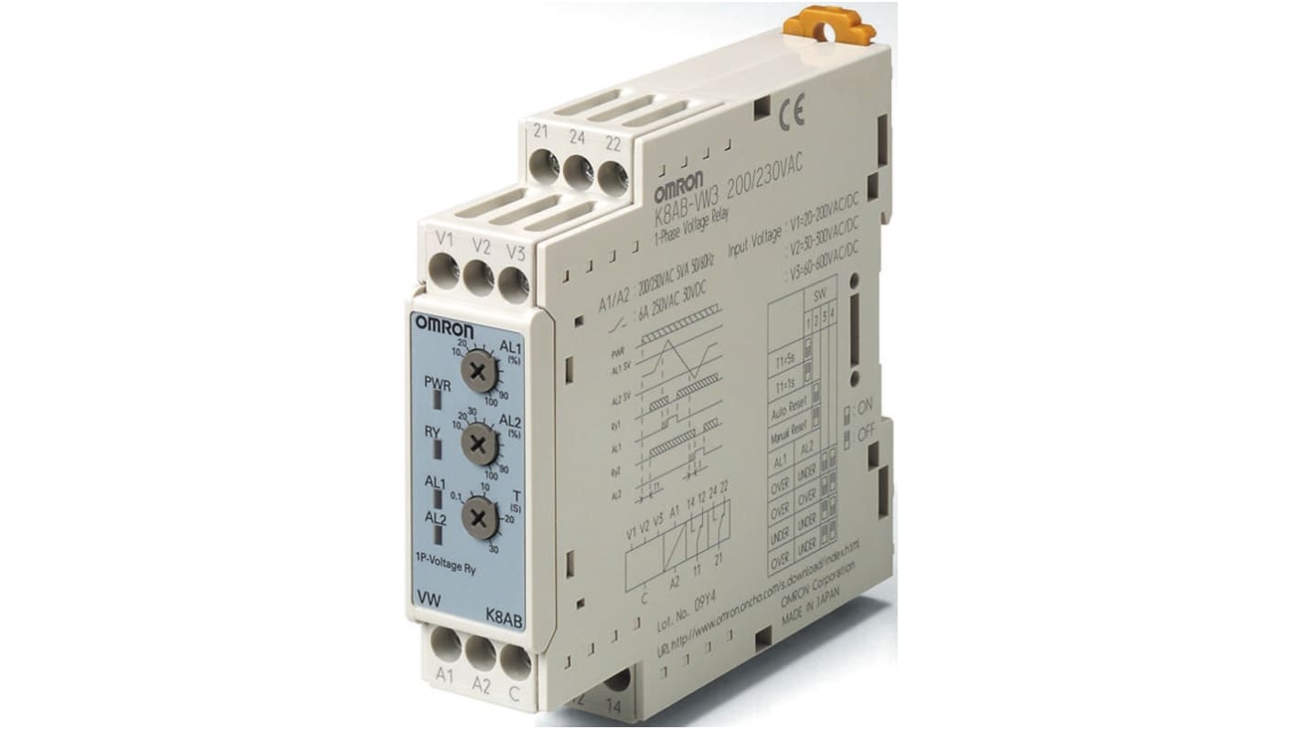 K8ABVW3200230VAC | Omron Voltage Monitoring Relay, SPDT, 20 → 200V ac ...