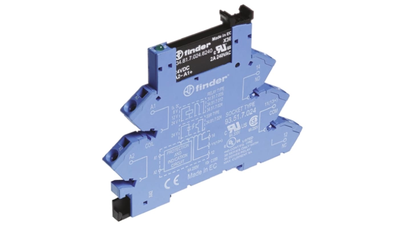 38.91.7.006.9024 | Finder 38 Series Interface Relay, DIN Rail Mount, 6V ...