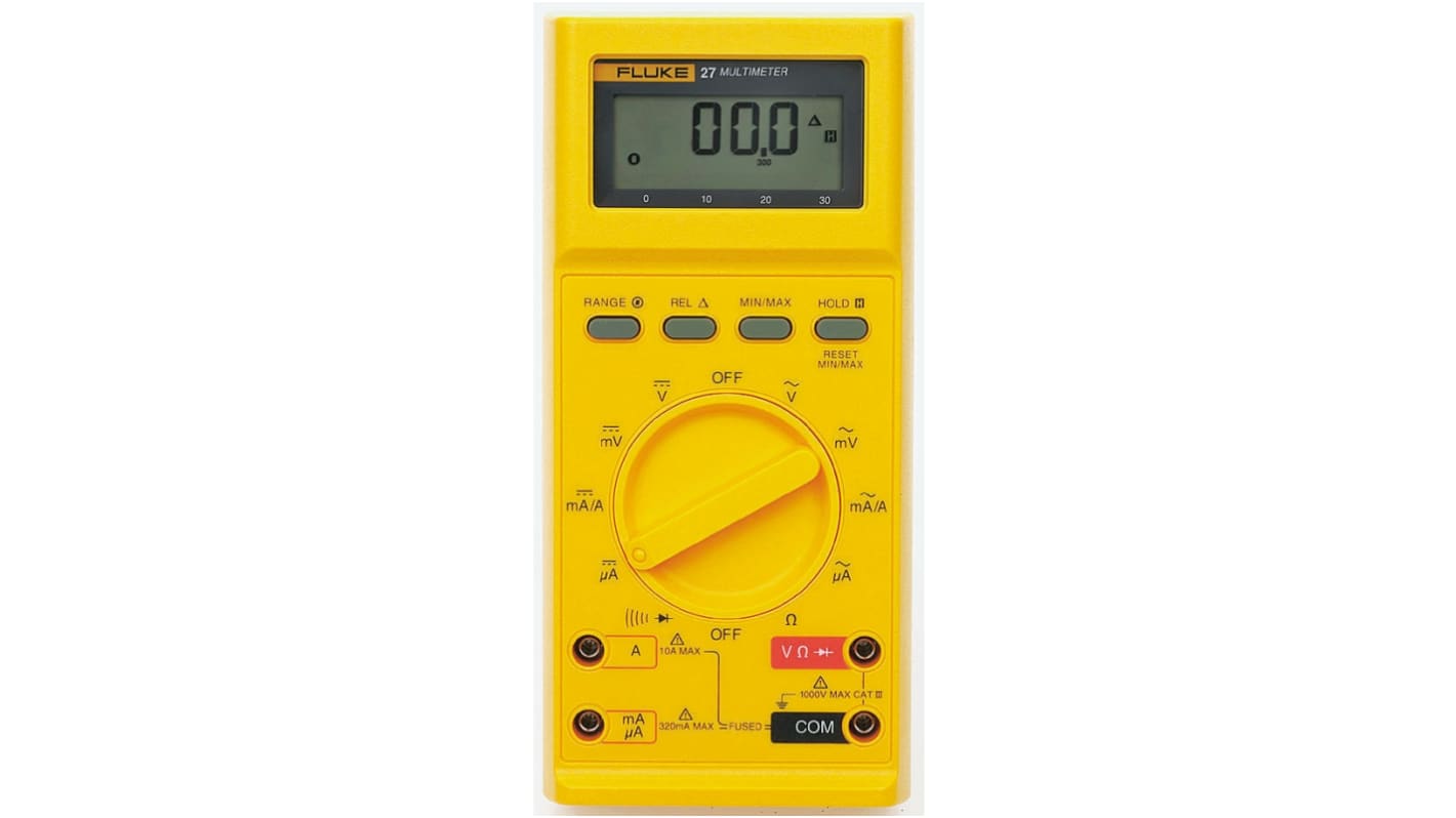 FLUKE 27(Y) | Fluke 27 Handheld Digital Multimeter, 10A ac Max, 10A dc ...