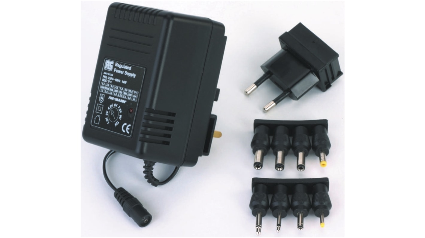 RS PRO Plug In Power Supply 1.5 to 12 V dc, Output, 1 A, 500 mA, 600 mA ...