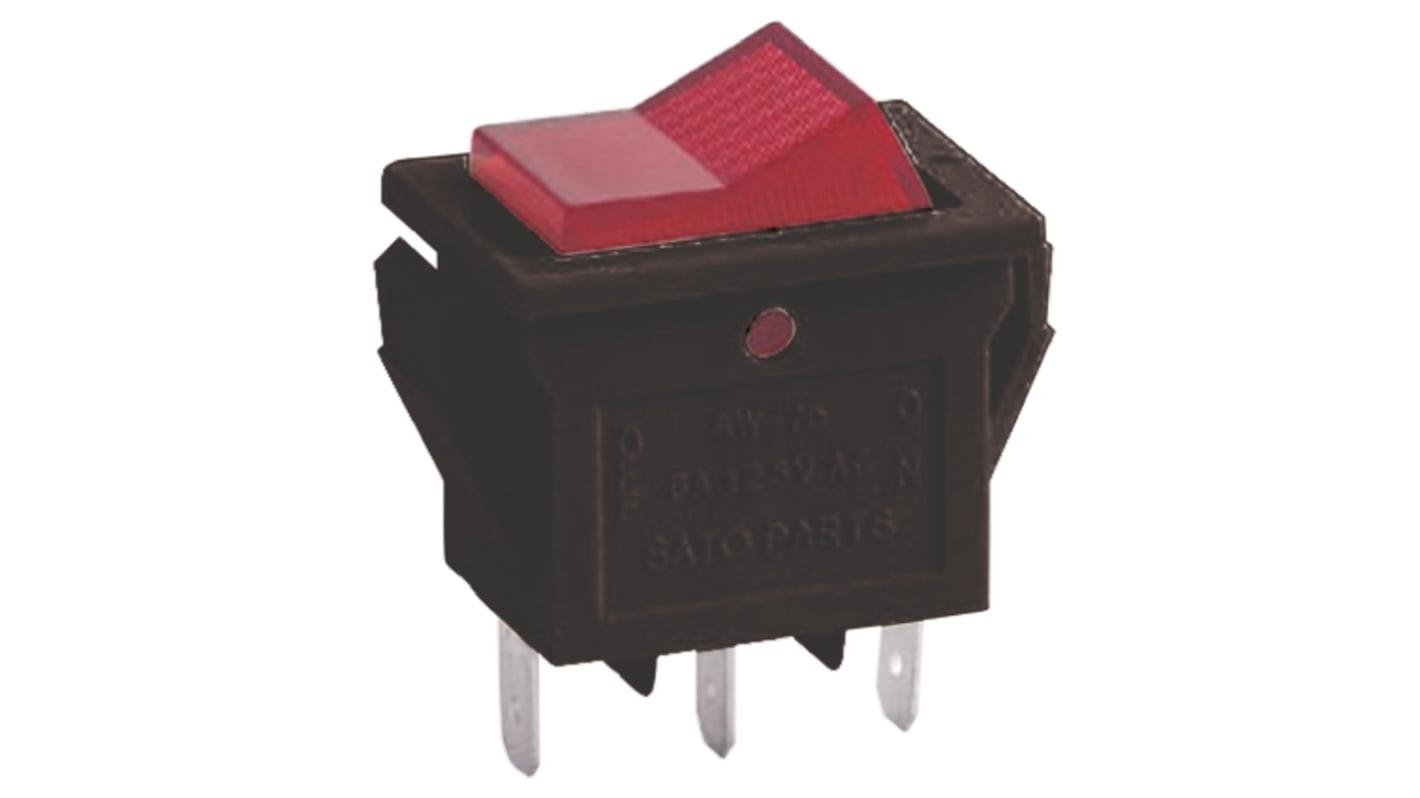 SW-75W-B-R | Sato Parts, Latching Rocker Switch | RS