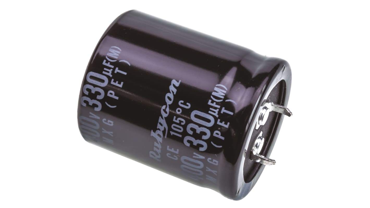 Rubycon 330μF Aluminium Electrolytic Capacitor 400V dc, Snap-In ...