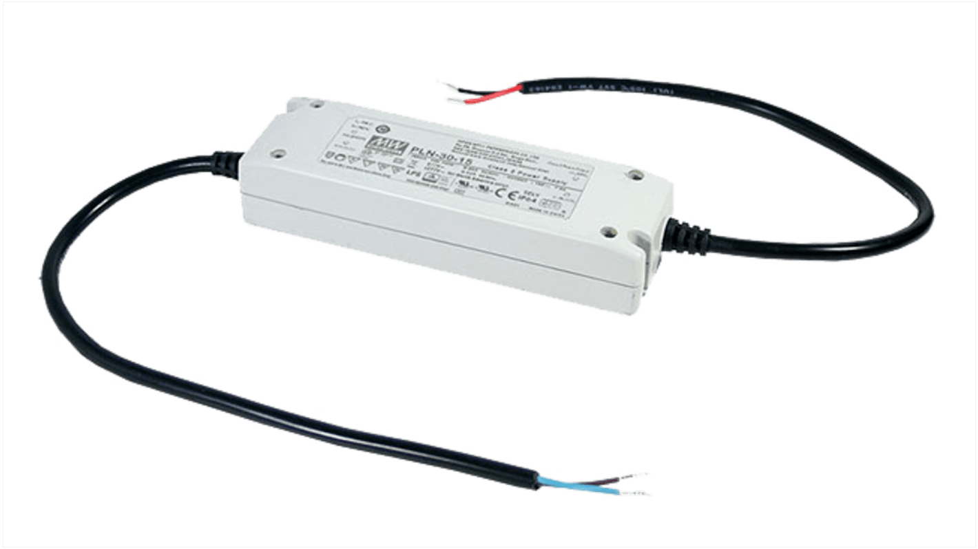 PLN-30-12 | MEAN WELL LED Driver, 12V Output, 30W Output, 2.5A Output, Constant Voltage | RS