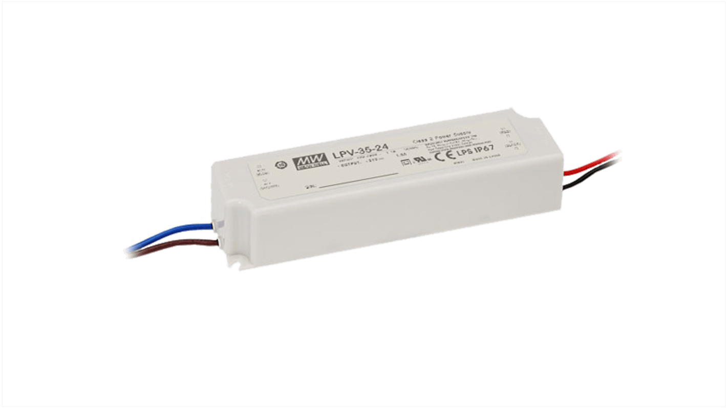 LPV-35-36 | MEAN WELL LED Driver, 36V Output, 36W Output, 1A Output, Constant Voltage | RS
