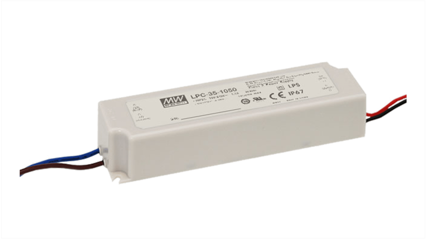 LPC-35-700 | MEAN WELL LED Driver, 9 → 48V Output, 33.6W Output, 700mA Output, Constant Current | RS
