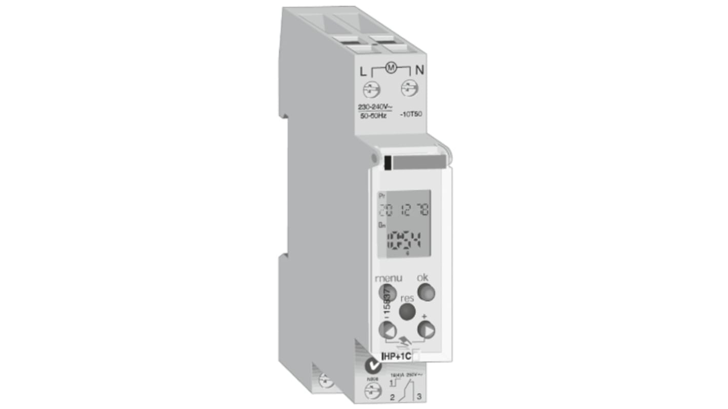15837 | 1 Channel Digital DIN Rail Time Switch Measures Minutes, 230 V ...