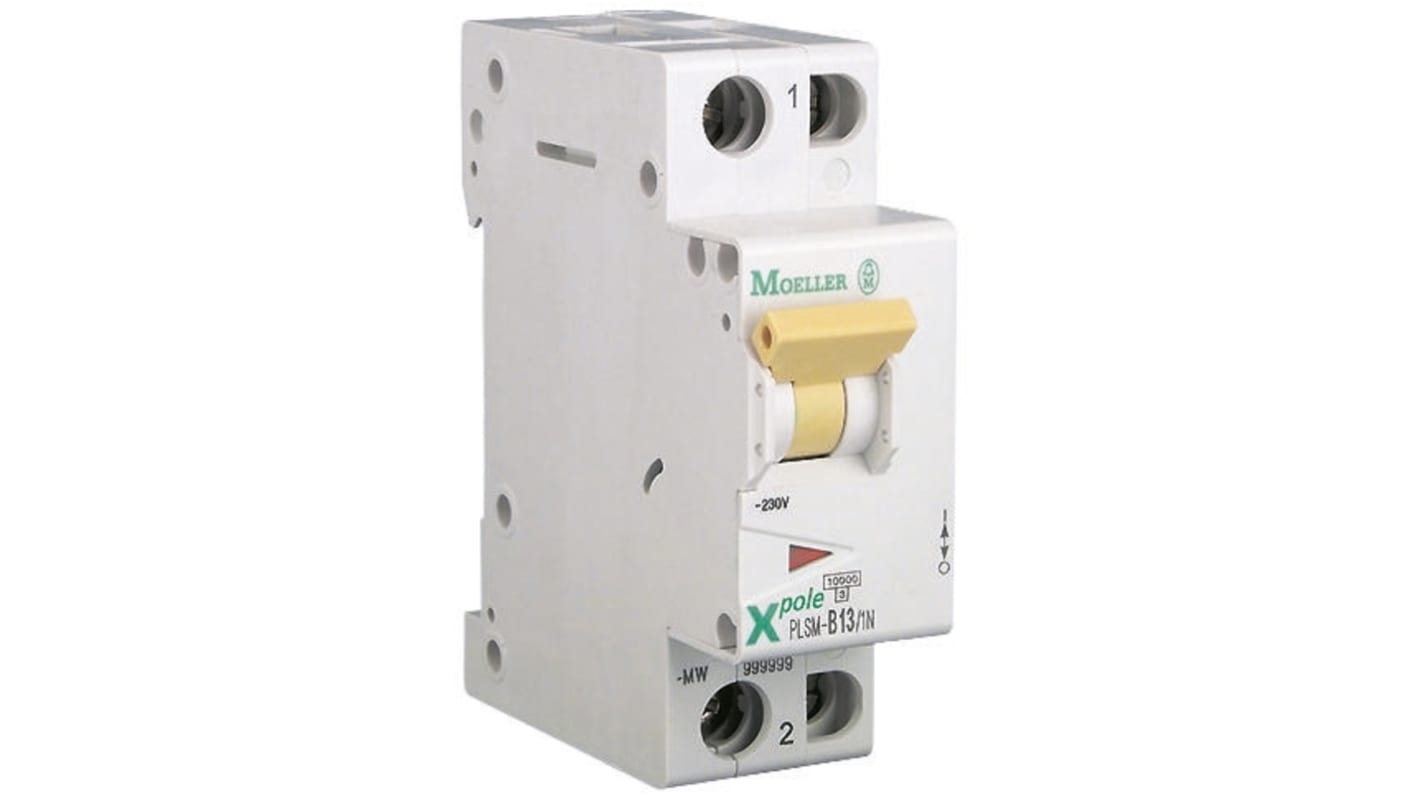 PLSM-C20/1N-DW | Eaton PLSM MCB Mini Circuit Breaker, 20A Curve C, 230V AC, 48V DC, 10 kA ...