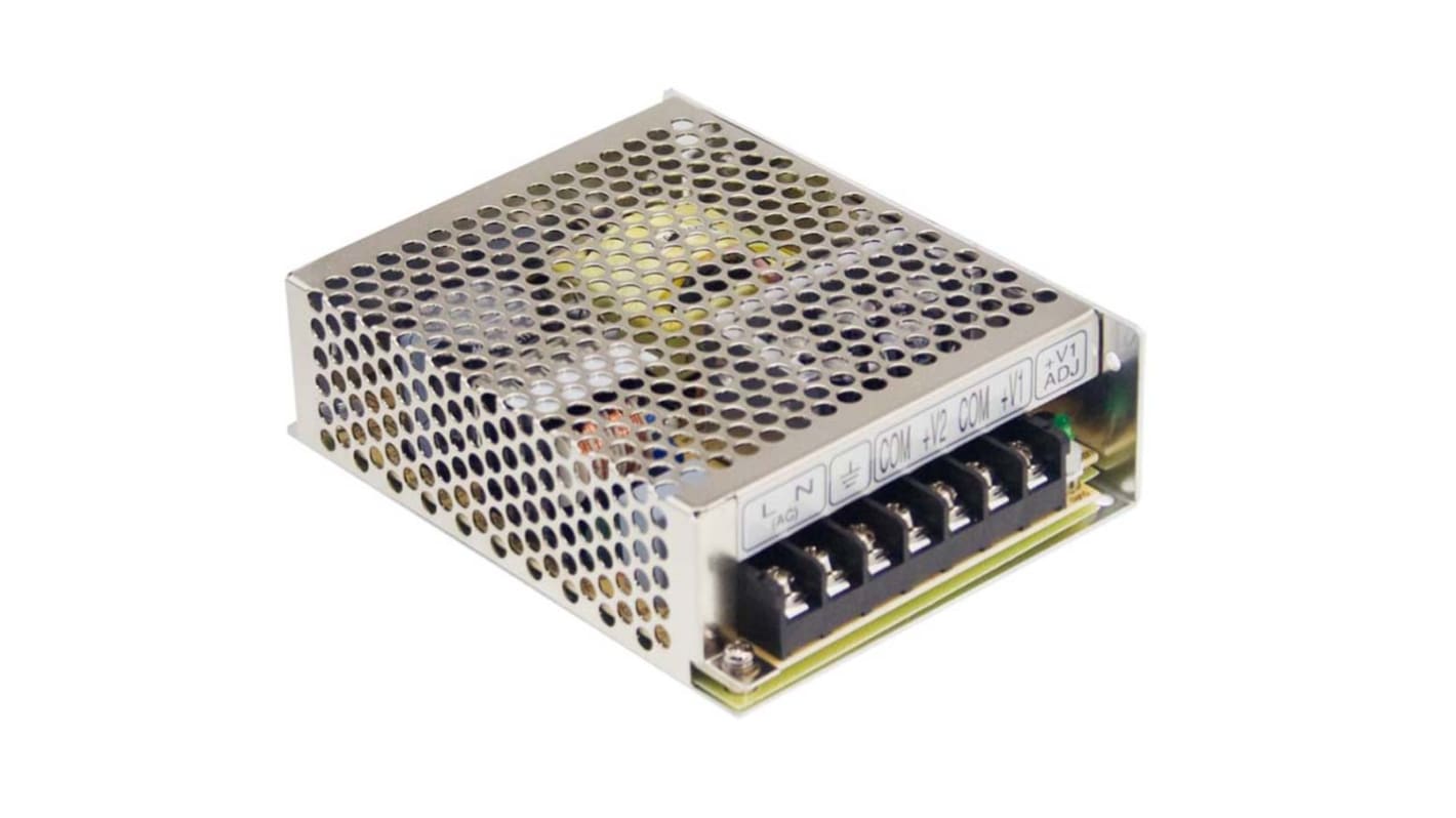 MEAN WELL Switching Power Supply, RS-75-5, 5V dc, 12A, 60W, 1 Output, 125 → 373 V dc, 88 → 264 V ...