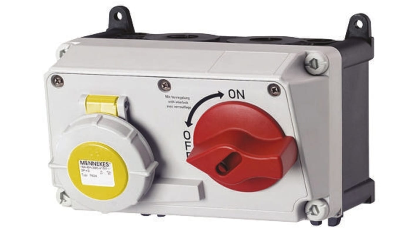 7620RS | MENNEKES IP67 Yellow 2P+E Right Angle Socket, Rated At 16A ...