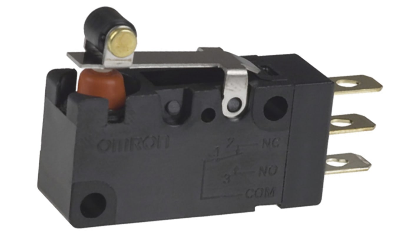 D2VW-01L2A-1(CHN) | Omron Short Roller Lever Micro Switch, Solder Terminal, 100 mA @ 30 V dc ...