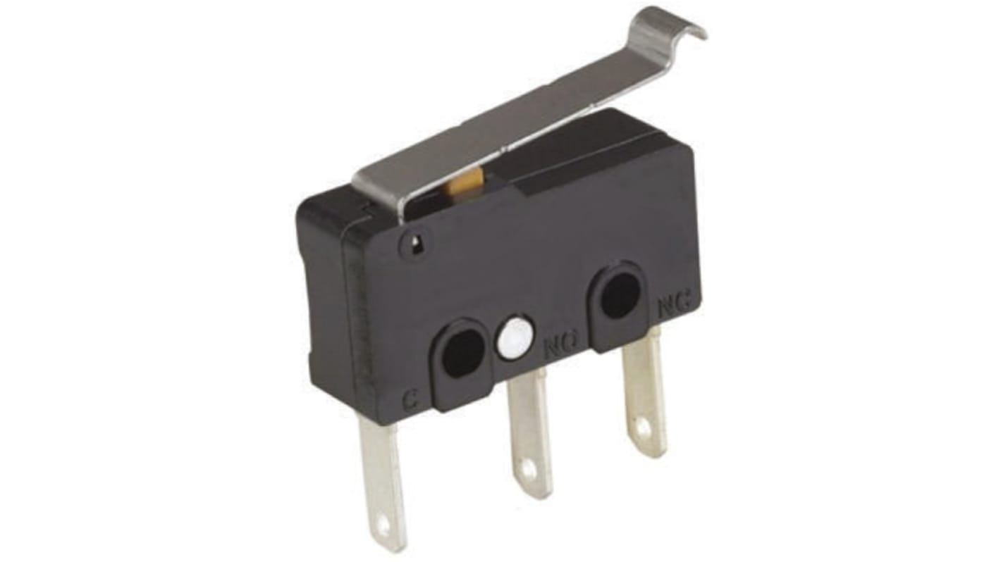 SS-01GL13-ET | Omron Simulated Roller Lever Micro Switch, Tab Terminal, 100 mA @ 30 V dc, SPDT ...