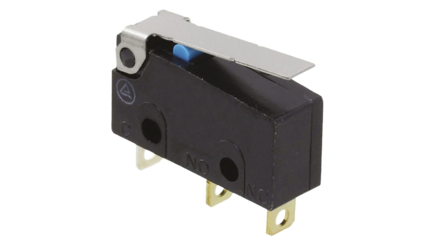 SSG-01L1T | Omron Hinge Lever Subminiature Micro Switch, Tab Terminal, 100 mA @ 30 V dc, SPDT ...