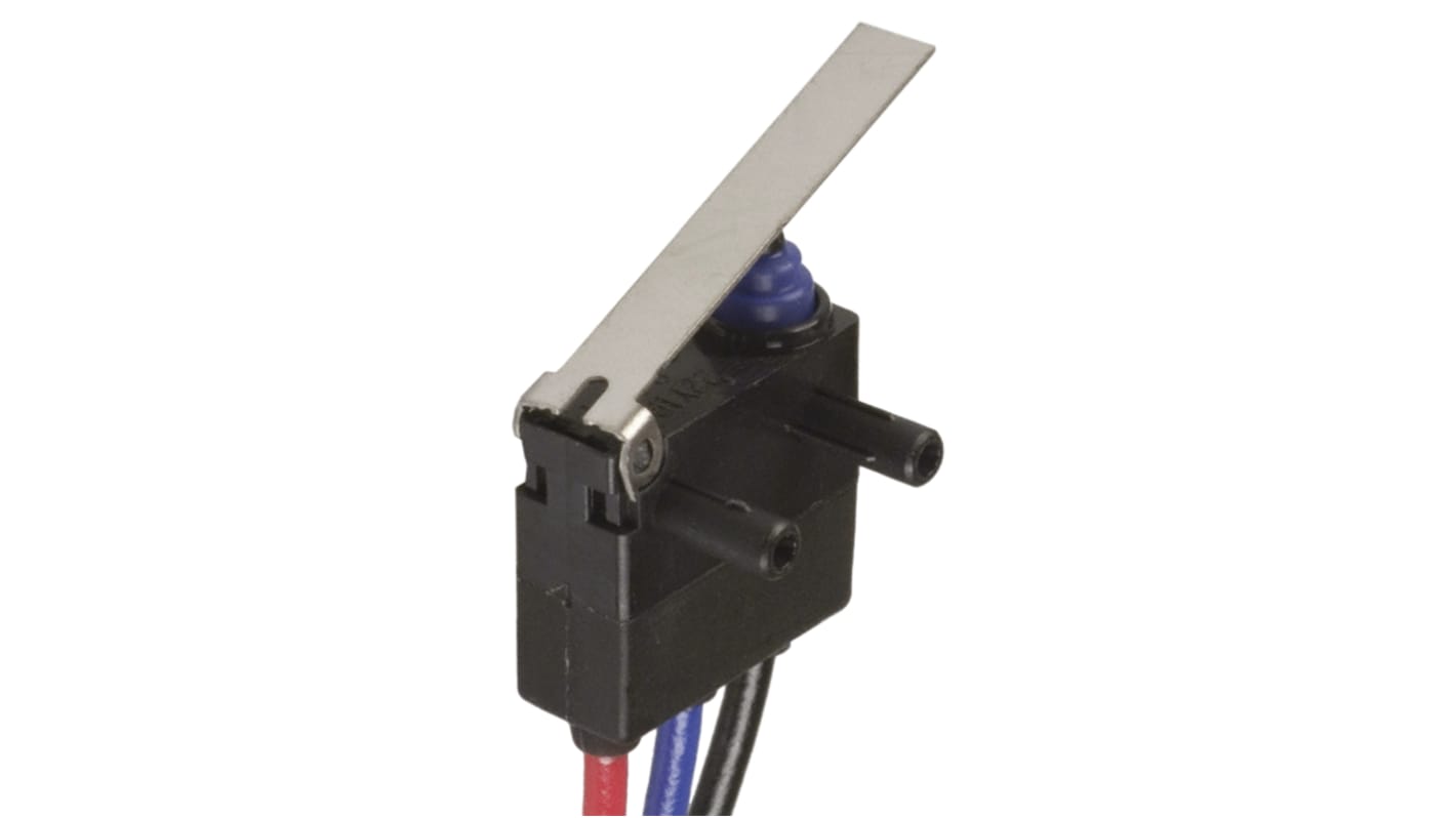 D2HW-BR221M | Omron Lever Micro Switch, Through Hole Terminal, 2 A @ 12 V dc, SPDT, IP67 | RS