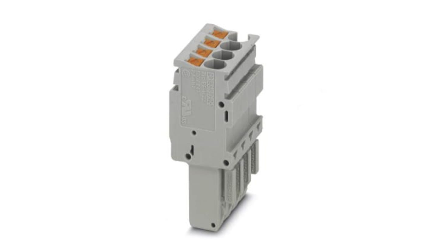 3209895 | Phoenix Contact 4 Way Pluggable Terminal Block, Plug, Push In ...