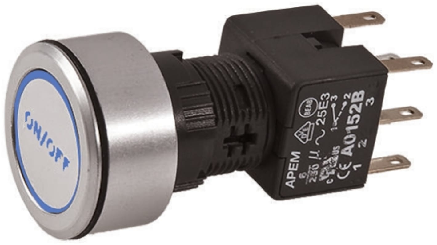A1PCA1X236J403 | APEM Illuminated Push Button Switch, Latching, Panel ...