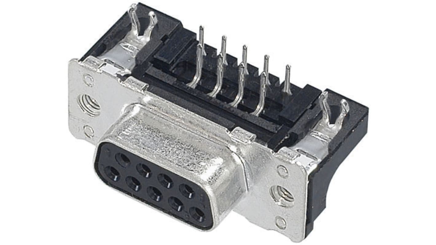 09663526617 | Harting 25 Way Right Angle Through Hole D-sub Connector Socket, 2.76mm Pitch, with ...